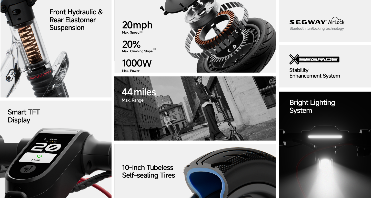 Segway F3 eKickScooter | Stylish, Safe & Powerful Electric Scooter ...