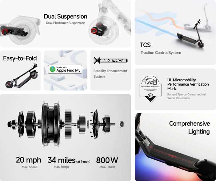 Segway E3 Pro Electric Scooter | 34-Mile Range & Dual Suspension